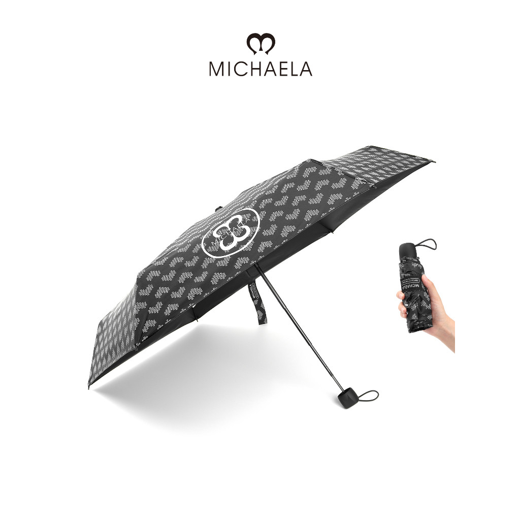 MICHAELA Heart Print Pocket Umbrella 5 Fold 7.5 inch Umbrella for Light ...