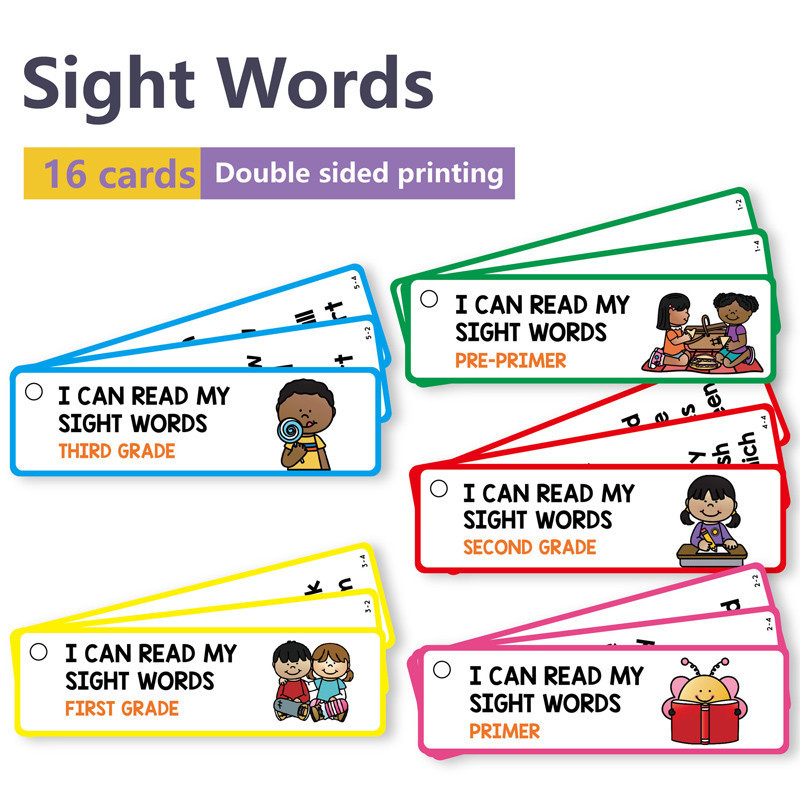 16Pcs Dolch Sight Word English Sight Words Flashcards Sight Words Card ...