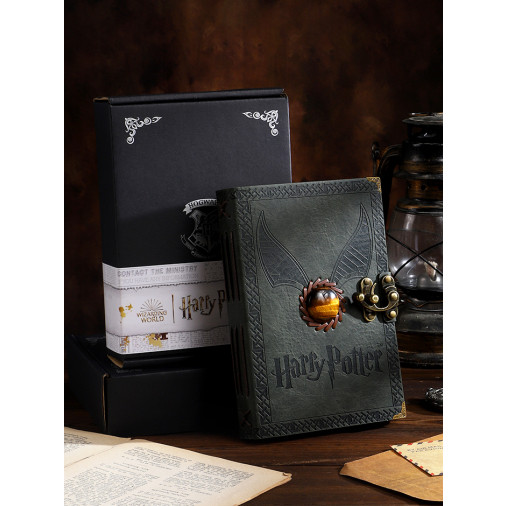 Gryffindor ravenclaw slytherine notebook with gold snitch natural gem ...