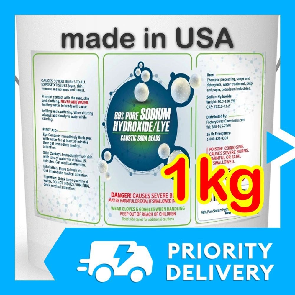 99% 1kg Pure LYE CAUSTIC SODA FLAKES "SOSA" Hydroxide Caustic Beads ...