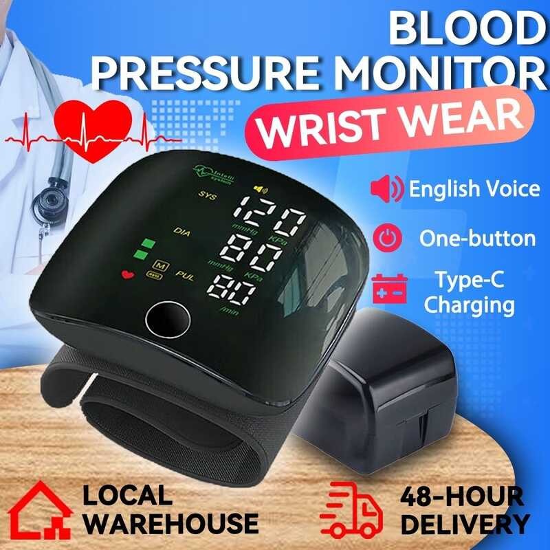Wrist Blood Pressure Digital Monitor LED Display Automatic English ...