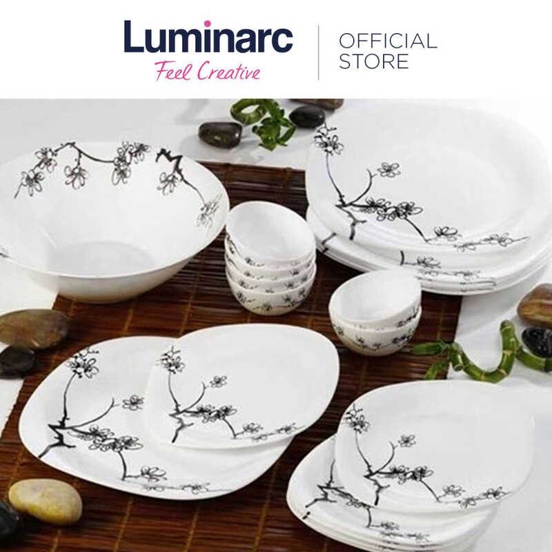Luminarc G2992 Carine Ming Black 6Pcs 19Cm White Dessert Plate Set Ff9 ...