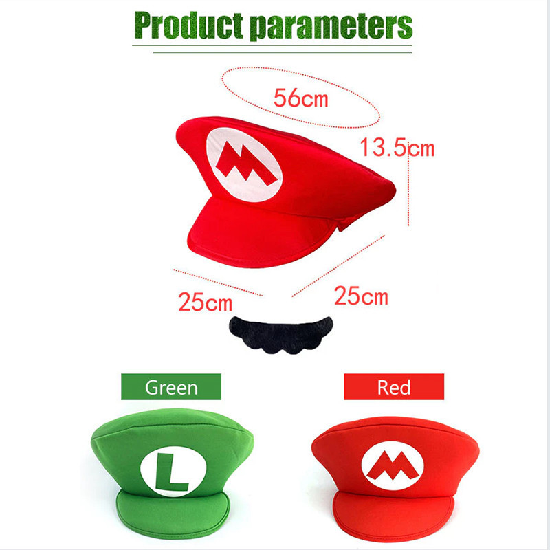 Holiday Mario Bros Hat Luigi Hat Cute Cartoon Halloween Cosplay Props ...