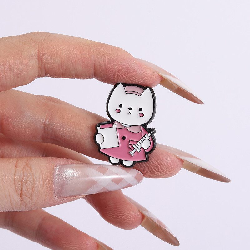 Cartoon Animal Chemistry Brooch Pins Cute Cat Brooch Metal Badges ...