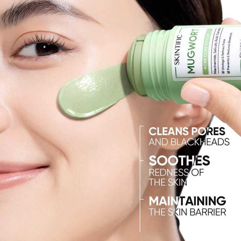 SKINTIFIC Mugwort Clay Mask Stick 40G Skin Care Green Face Anti Acne ...