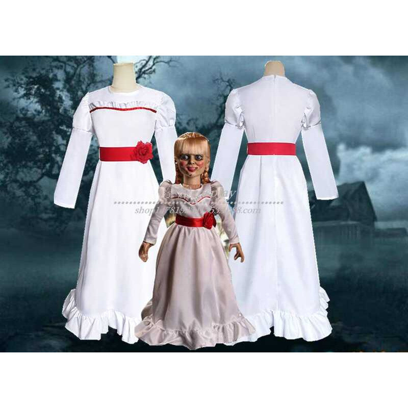 Annabelle Creates Halloween Horror Doll White Cosplay Costume Fancy ...
