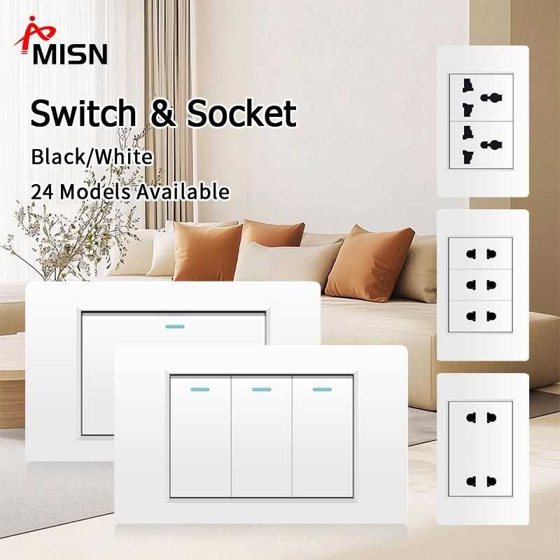 3 MISN Plug Socket Outlets For Electrical Switch Button On And Off ...