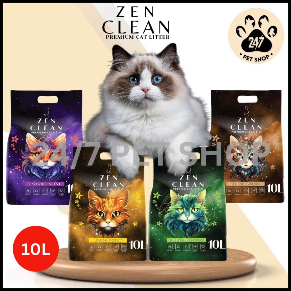 10L Zen Clean Cat Litter Bentonite Sand Fast Clumping Absorbant Cats ...