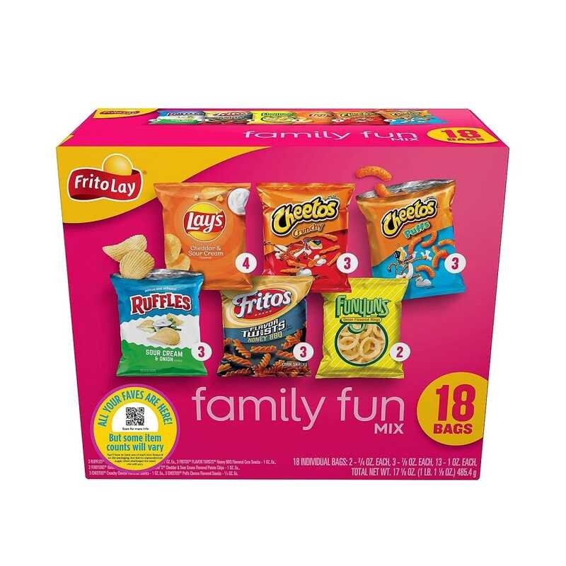Frito-Lay Snacks Family Fun Mix Chips Variety Pack, Ruffles, Fritos ...