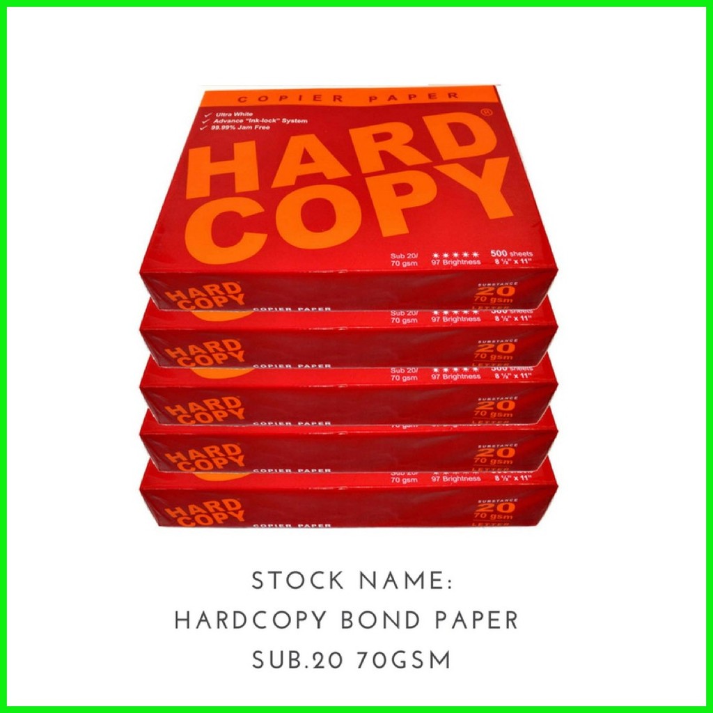 Hard Copy Bond Paper Sub.20 70gsm | Shopee Philippines