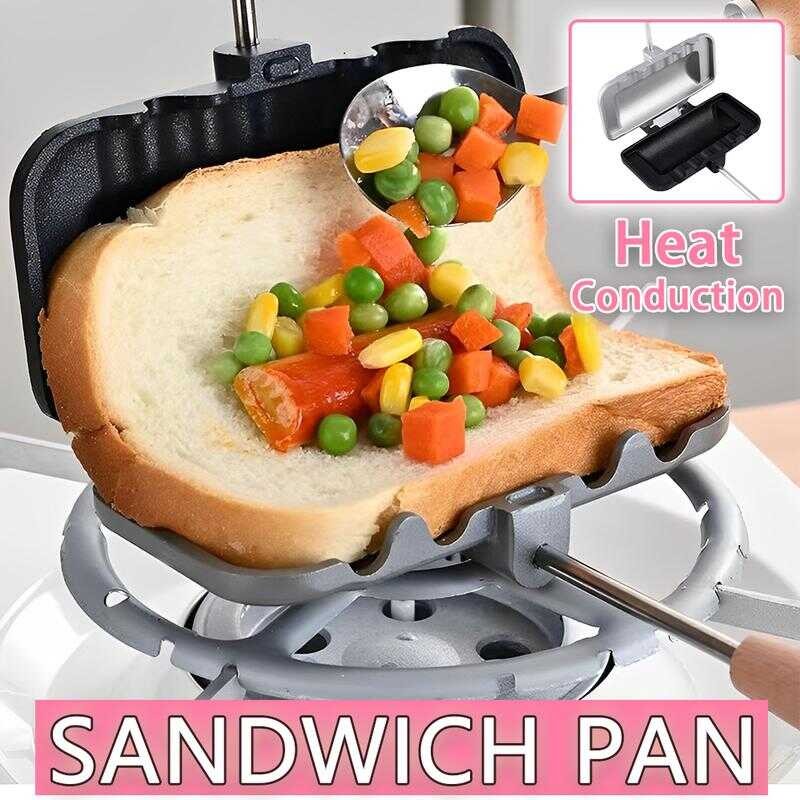 Double Sided Campfire With Handle Portable Sandwich Pan Toaster Hotdog ...