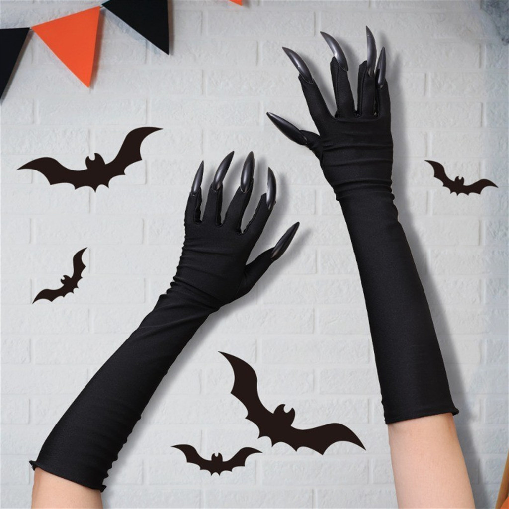 Halloween Terrifying Long Nail Gloves Claw Mittens For Witch Catwoman ...