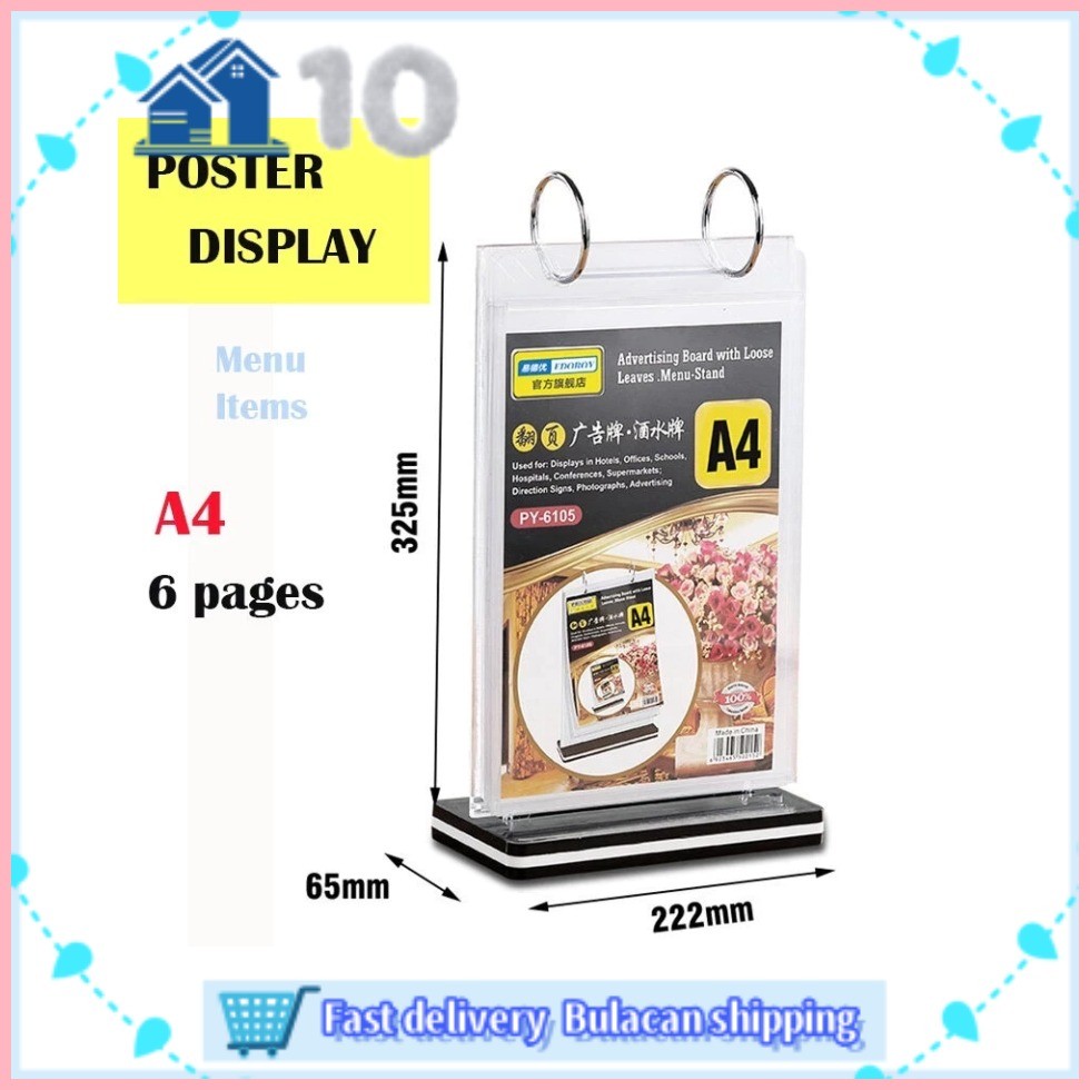 [COD]A4/A5 Restaurant Menu Acrylic display/flip advertising menu ...
