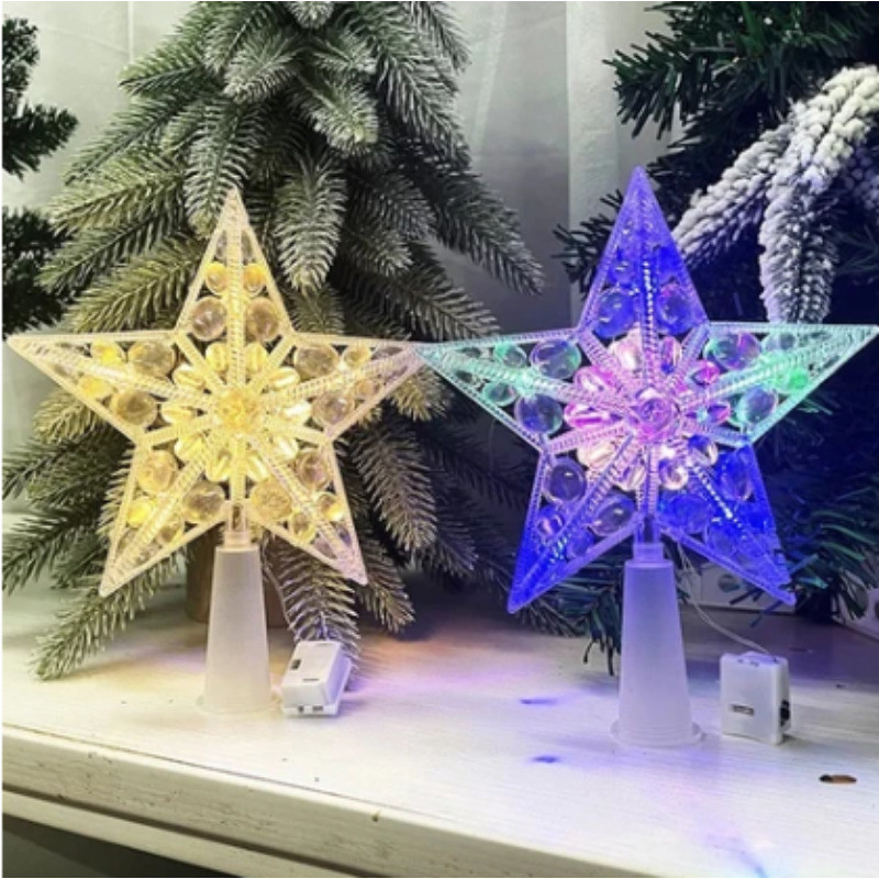 Luminous Christmas Tree Ceiling Light Topper LED Shining Star Lamp Five ...