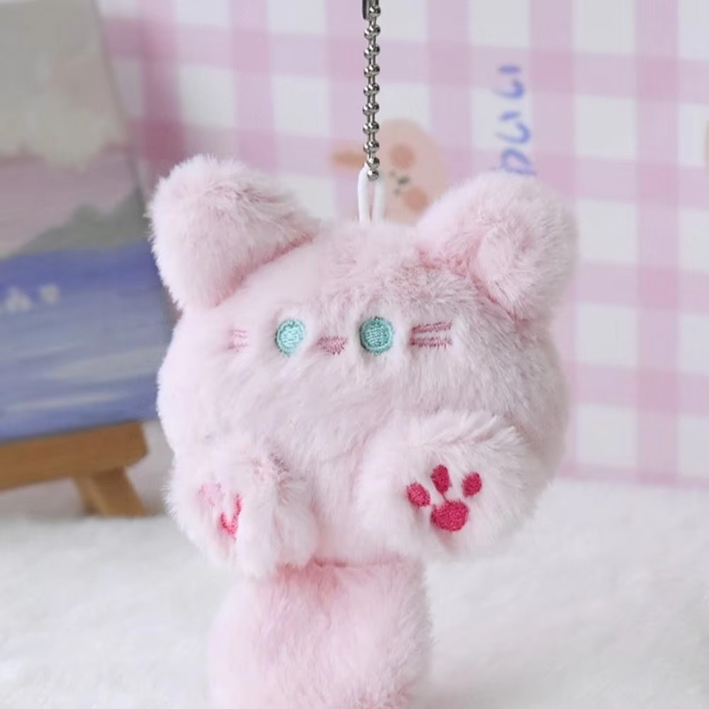 Plush Long Tail Cat Keychain Pendant Cute Soft Plush Toy Doll Backpack ...