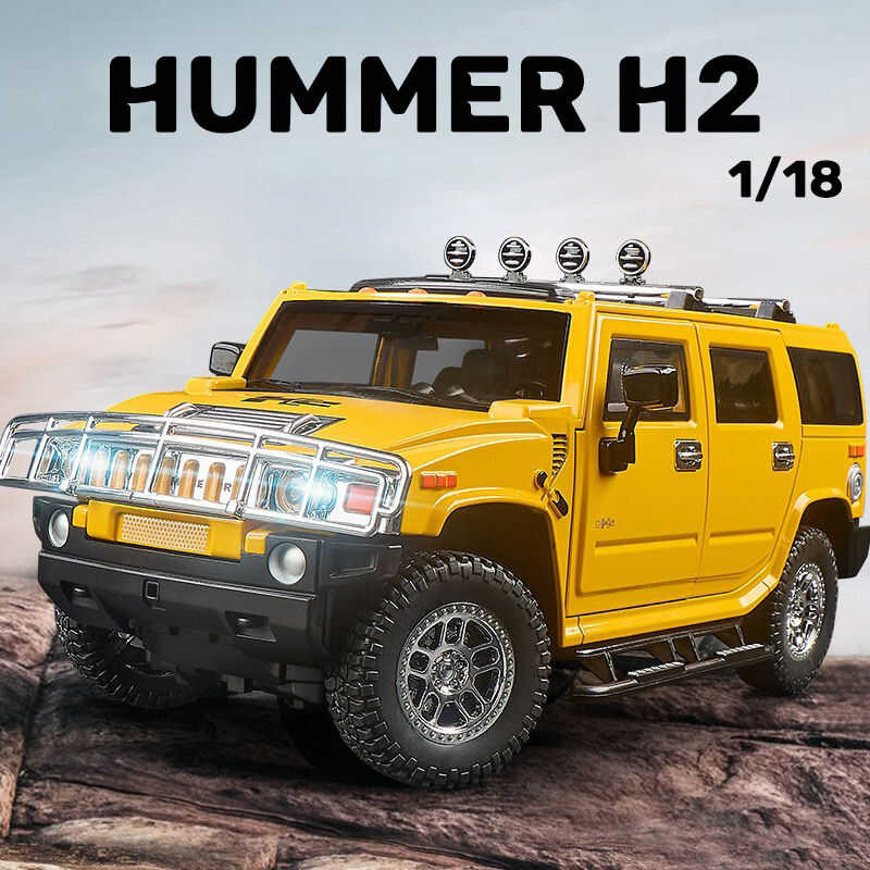 Tt 【Rum】1:18 Scale Hummer H2 Alloy Model Light & Sound Effect Diecast ...