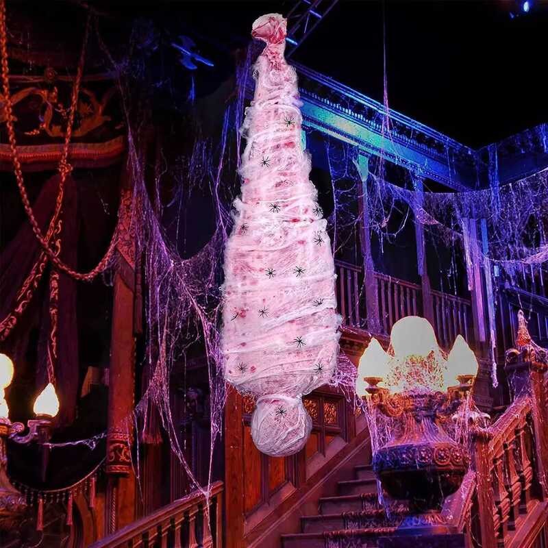 Halloween Indoor Outdoor Wrap Props Scary Fake Corpse Spider Web ...