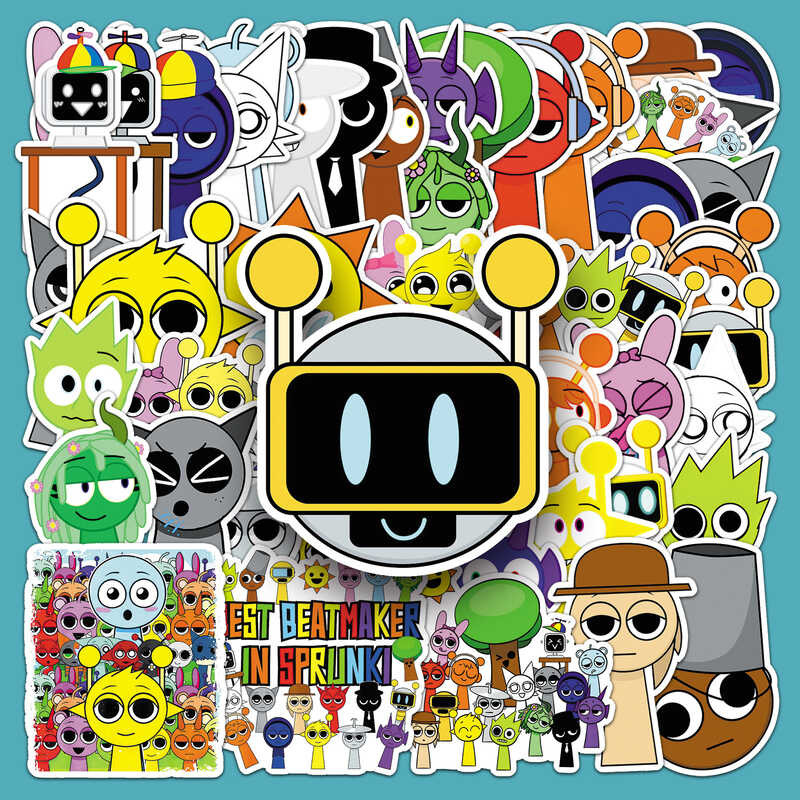 50 Sheets Rhythm Box Graffiti Stickers Unique Cartoon Game Decoration ...