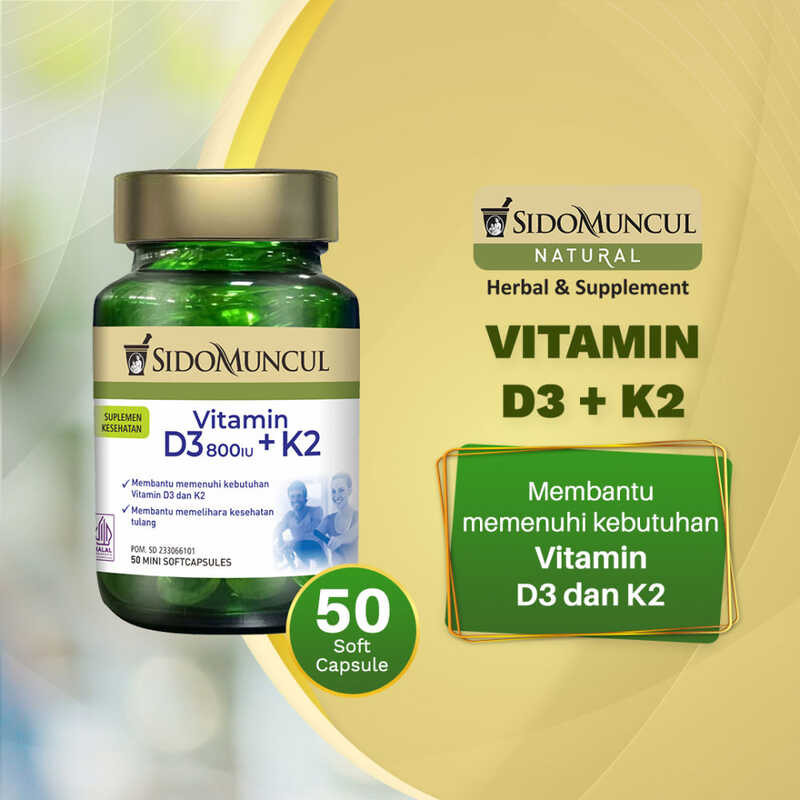 Sido COD Muncul Natural Vitamin D3 800 IU + K2 Soft Capsule 50 Capsules Anti-Inflammatory And ...