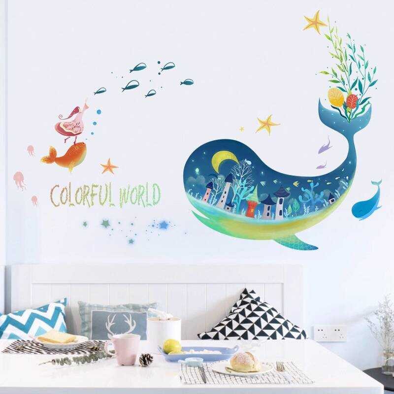 Cartoon Whale Kindergarten Classroom Decoration Children's Room Wall ...