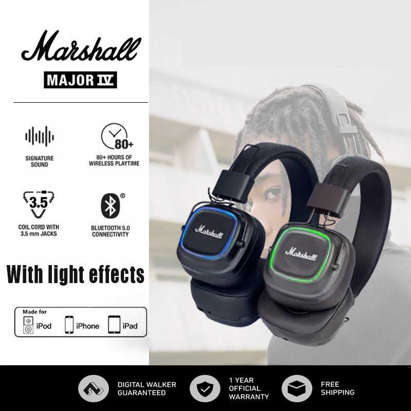 Marshall Major IV Wireless Bluetooth On Ear Headphones With Mic Headset ...