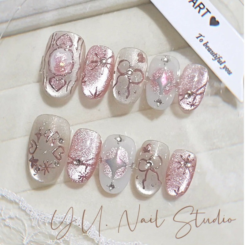 2026 New 10 Pcs French Fake Nails Waterproof Reusable Wedding ...