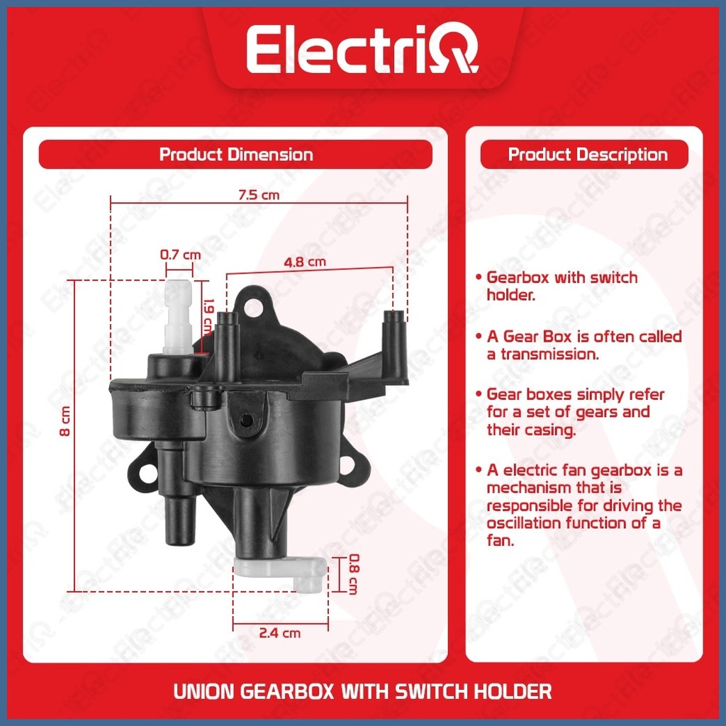 ∏ Electriq Electric Fan Gearbox Assembly with Switch Holder | Shopee ...