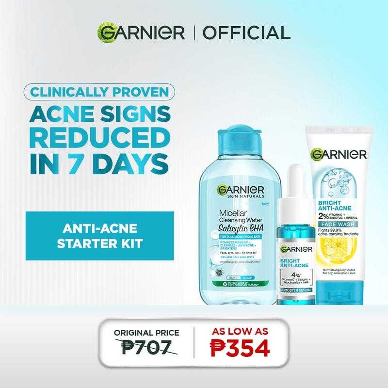 NEW Garnier Anti Acne Kit: 4% Salicylic Acid Serum(15Ml), 2% 3-In-1 ...