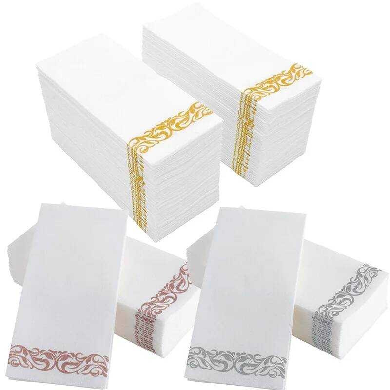 Y 50Pcs Disposable Hand Towels Table Paper Elegant Tissue Christmas ...