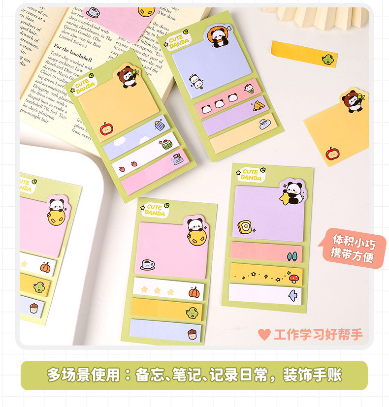 80 Sheets/pc Creative Cartoon Panda Combination Index Sticky Cute High ...