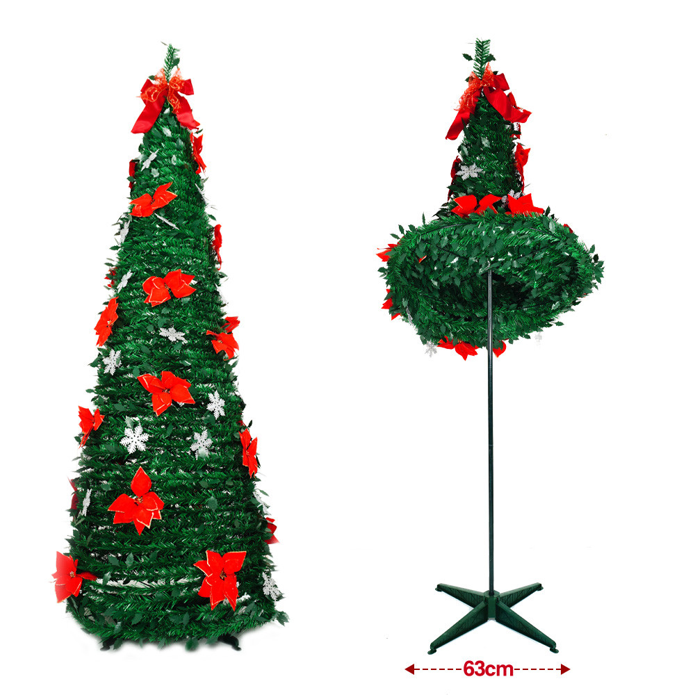 Foldable Christmas Tree Pop Up Artificial Tinsel Slim Christmas Tree ...