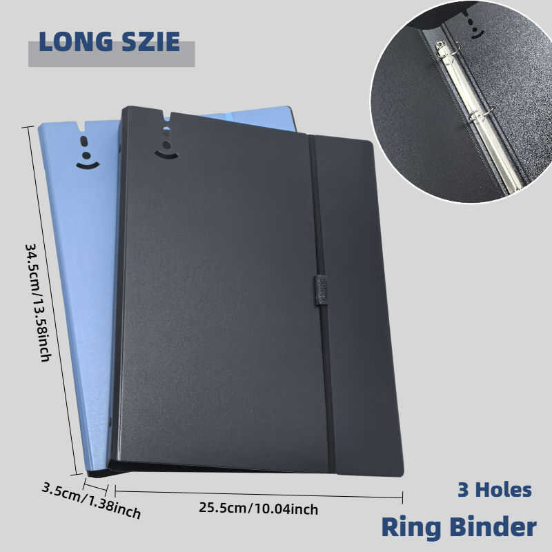 Ring Binder Folder Long File Organizer Thickened Cover 3 Holes Office ...