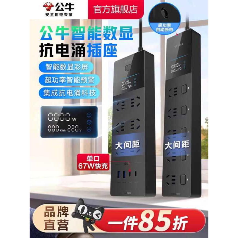 Bull Strip with Overload Surge Protection, Automatic Power Off, and ...