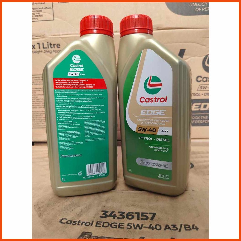 CASTROL EDGE PROFESSIONAL 5W-40 ADVANCE FULLY SYNTHETIC BOTH GASOLINE ...