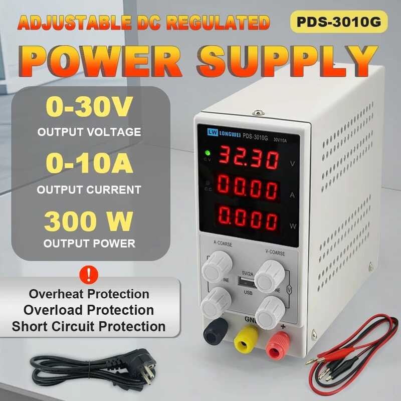 LONGWEI DC 30V 10A Laboratory Adjustable Pds-3010G Voltage Regulator ...