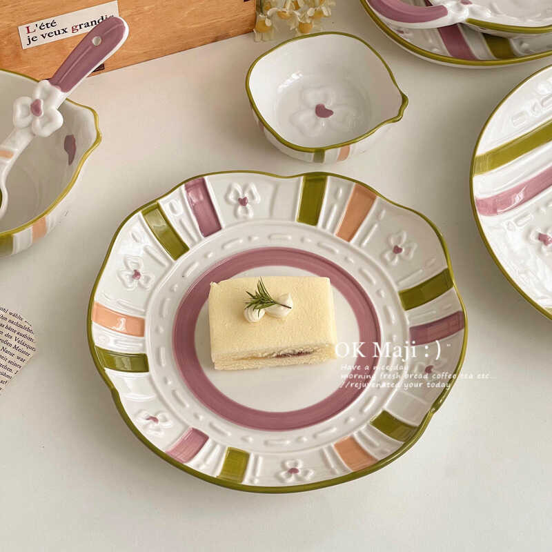 Creative Plate Household Ceramic Tableware High-Value Relief Dinner ...