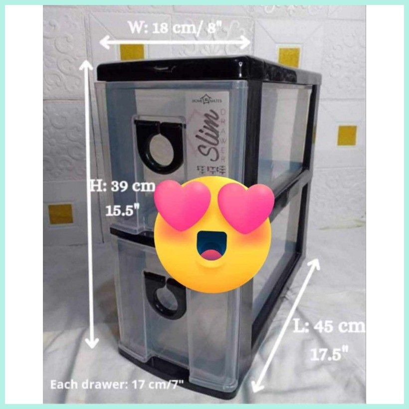 2 Layer Stylish Slim Drawer (L:45cm x w:18cm x H:39cm) | Shopee Philippines