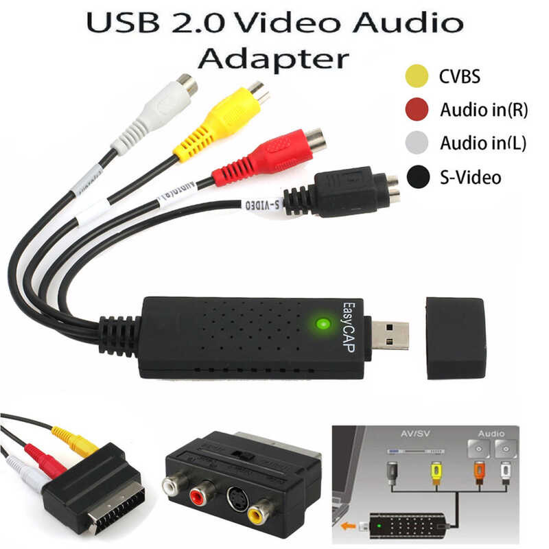 Cf7 USB 2.0 Video DVR Adapter With Audio Capture Card TV DVD VHS AV For ...