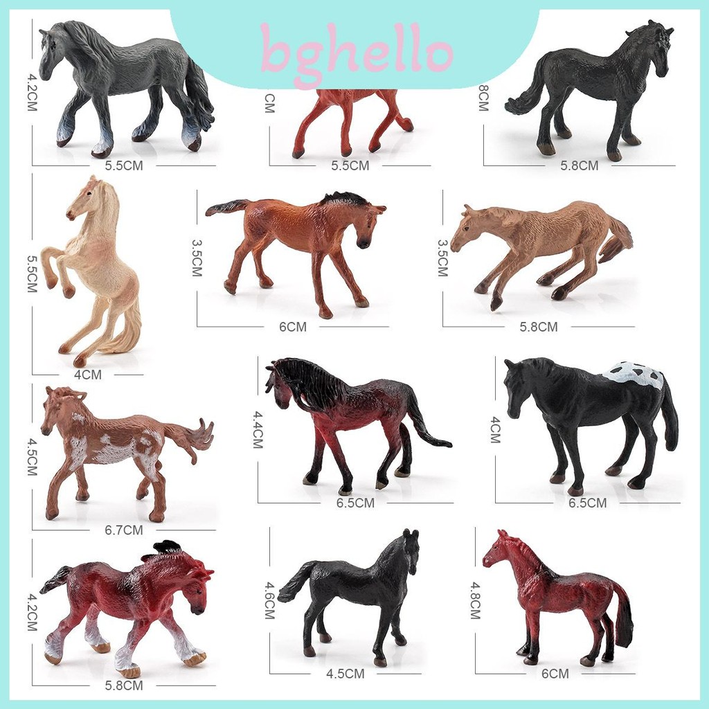 Mini Model Horse Pvc Static Figurines Set Animal Collectible Models For ...