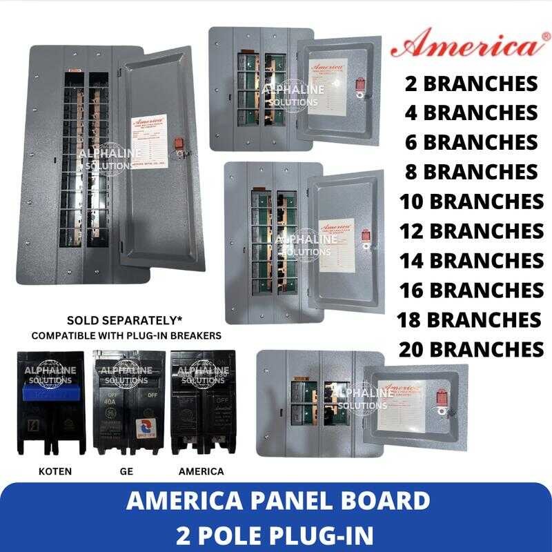 America Plug-In Panel Board/Box Branches 4,6,8,10,12,14,16,18,20 Holes ...
