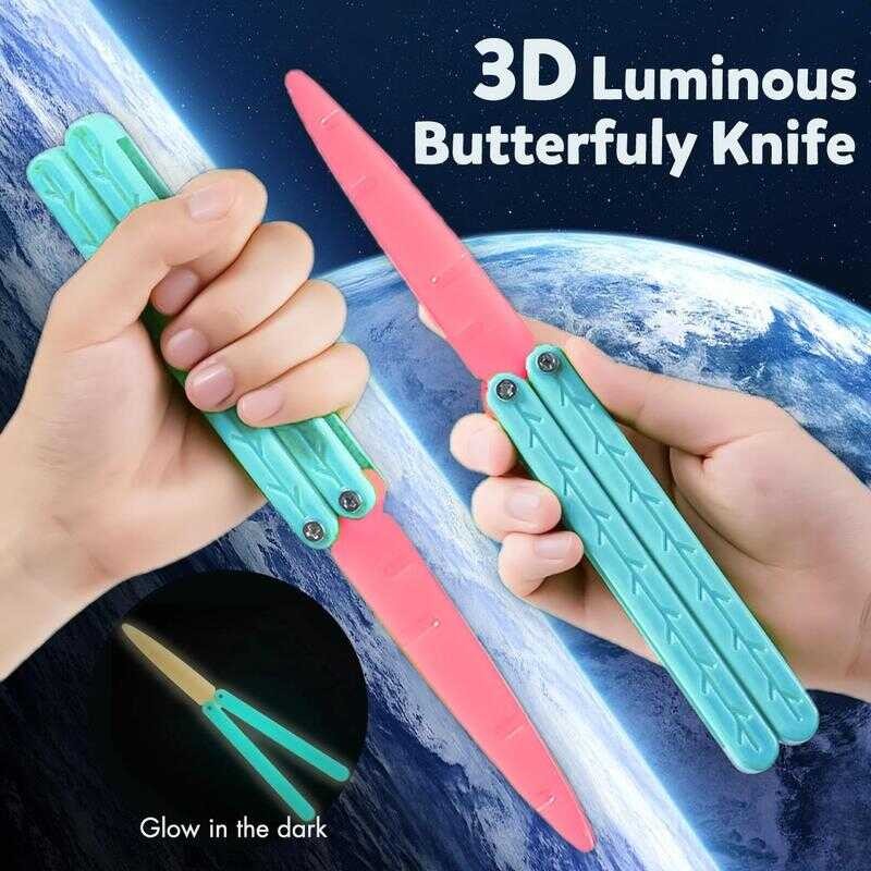 2024 Toy Knife For Kids Butterfly Knife The New Glowing Balisong Toy ...
