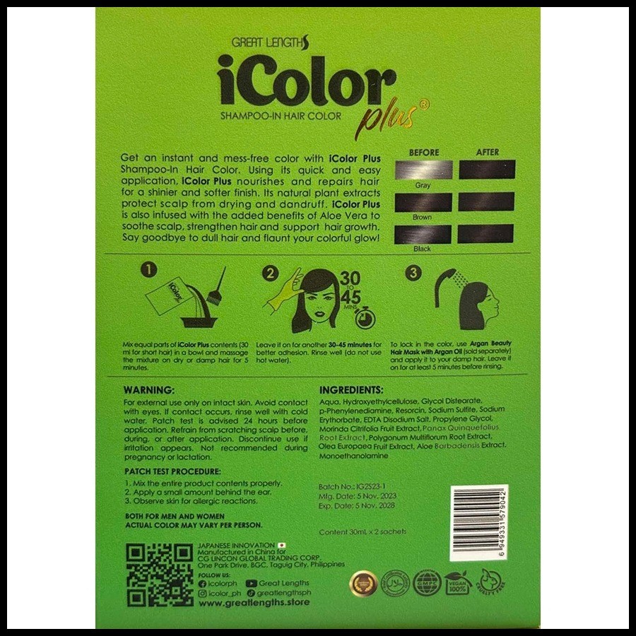 ICOLOR Plus Shampoo Dye 2 For Hue Dark Brown 30ml | Shopee Philippines