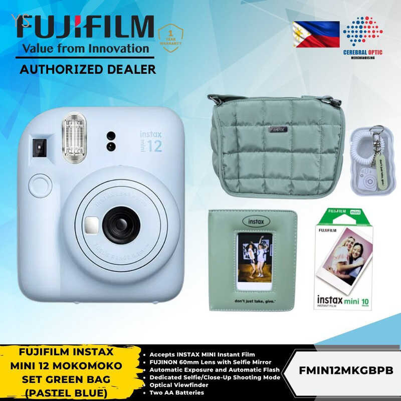 MINI 12 INSTAX FUJIFILM MOKOMOKO SET GREEN BAG (Lilac Purple/Clay White ...