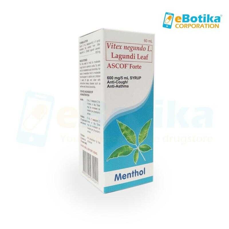 Ascof Forte (Vitex Neo L. Lai Leaf) Menthol Flavor 600Mg/5Ml Syrup 60Ml ...