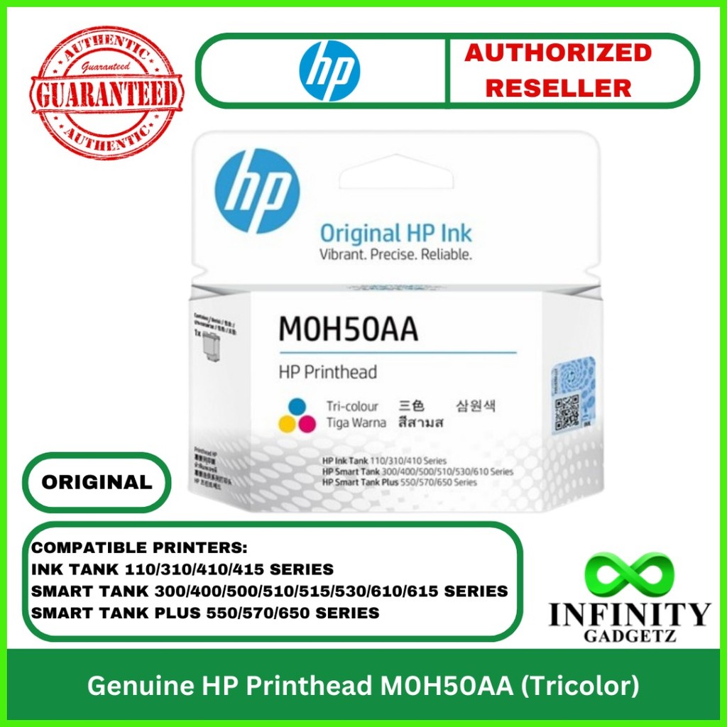 Genuine HP Printhead M0H50AA (Tricolor) for HP Smart Tank 300/400/500 ...