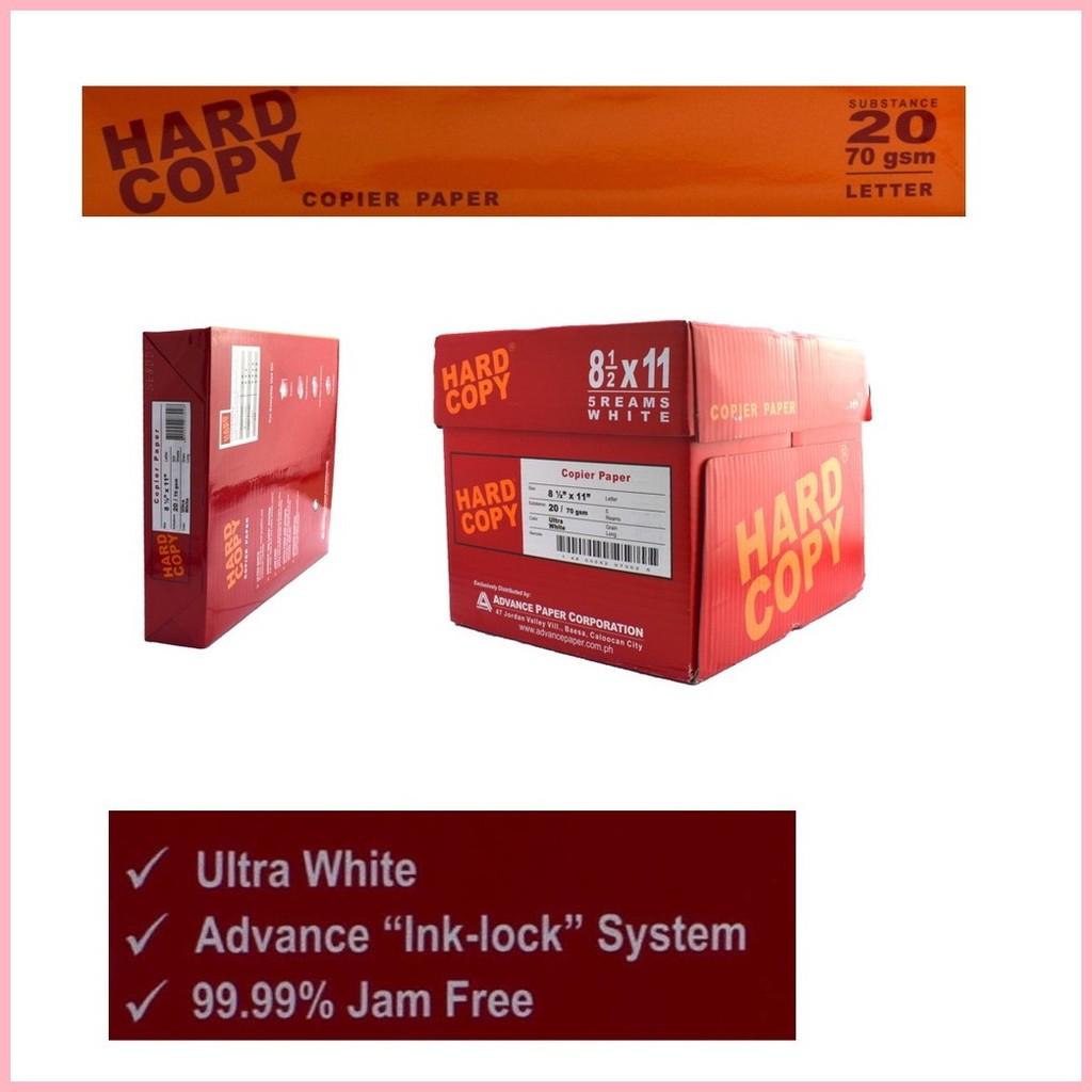 Hard Copy Bond Paper 1 Ream 500 Sheets Letter or Short Bond Paper 70gsm ...