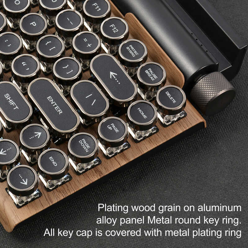 Retro Typewriter Wireless Mechanical Keyboard Keycaps 83 Keys Bluetooth ...