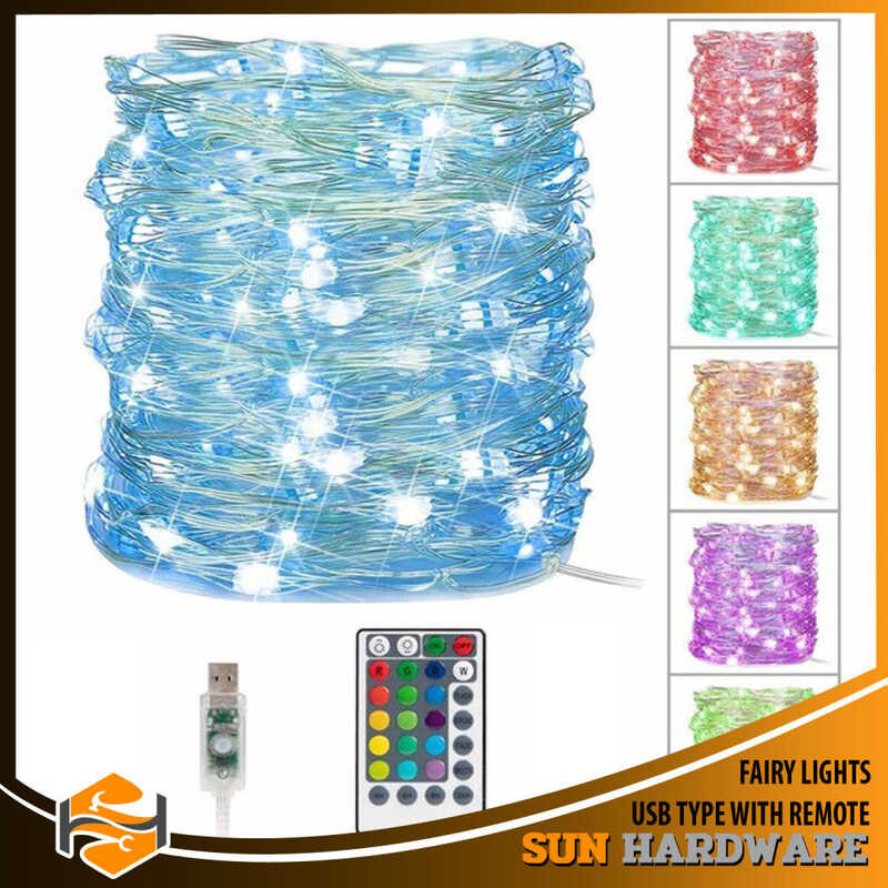 SUN HARDWARE 10Meters 100 Remote Control LED USB Type Fairy Waterproof ...