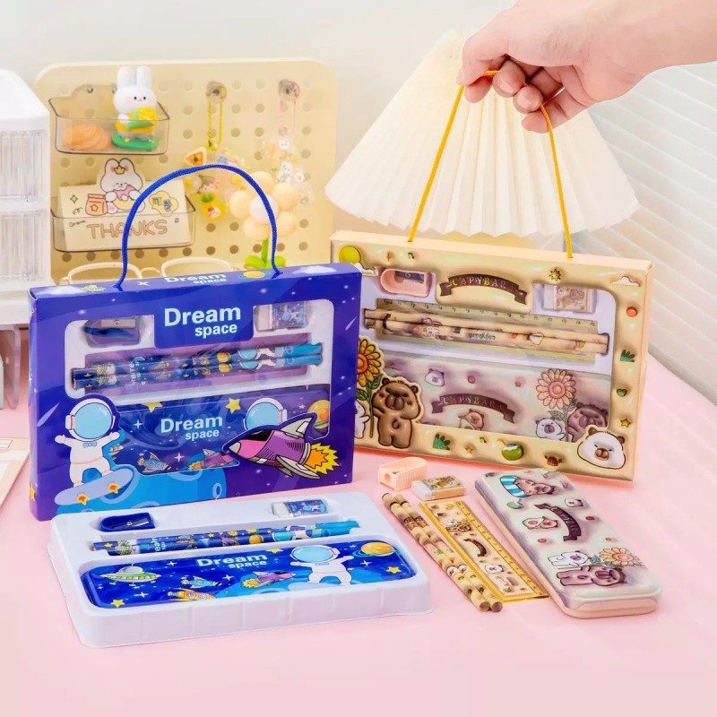 5 IN 1 Cartoon Stationery Set for Kids Cute Pencil Set Gift for ...