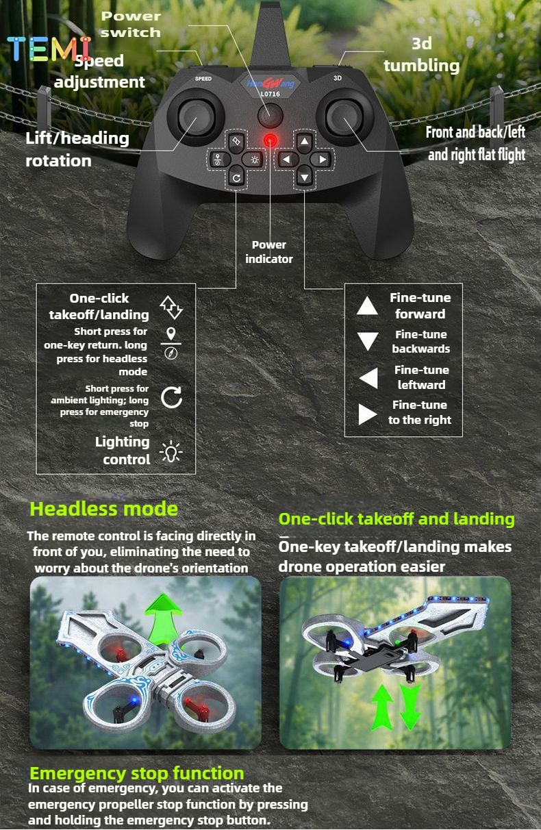 TEMI Yujian Kids Remote-Controlled Aircraft Motion Sensing Toy Flying ...